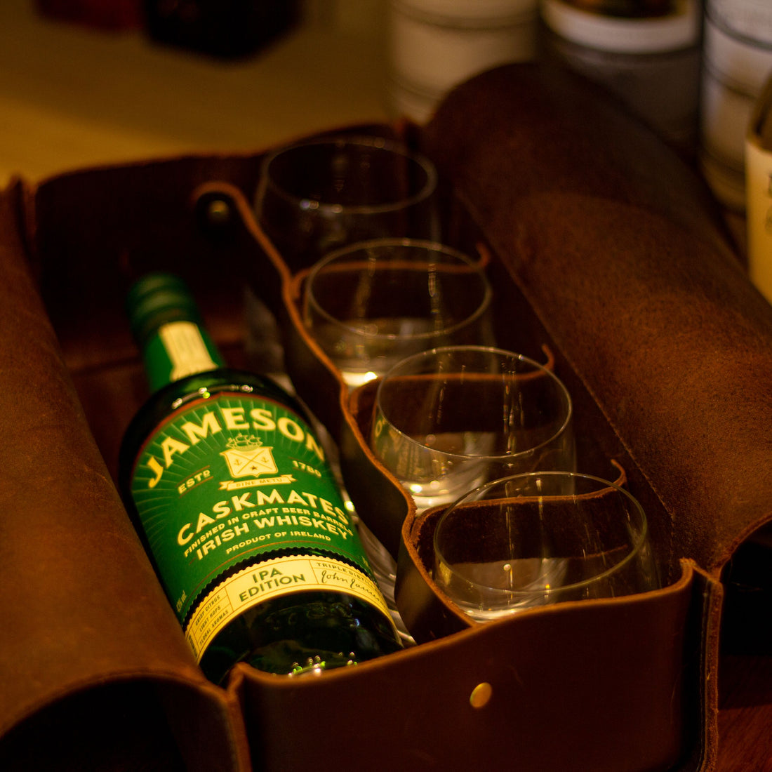 Barrel and Hides | USA Made Leather Whiskey Carrier